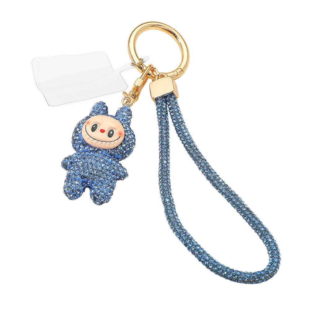 Bling Studded Monster Bunny Figure Phone Strap Keychain Bag Charm ...
